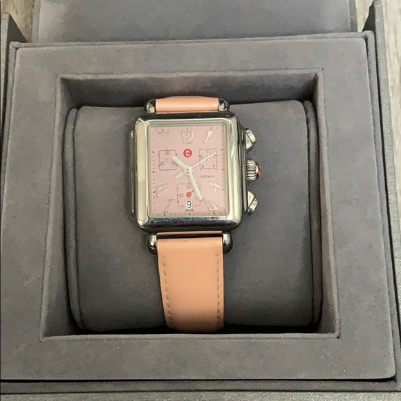 Michele | Accessories | Michele Watch Pink Silver Square | Poshmark